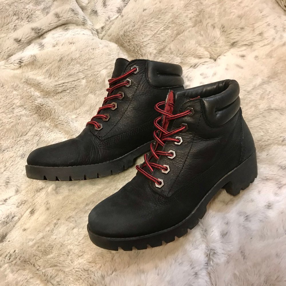 Aldo Black Leather Ankle Boot Red Laces - Gem